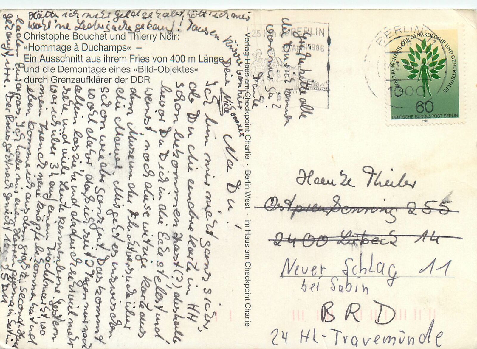 Postcard Europe Germany Berlin wall soldiers climbing over 1986 ...