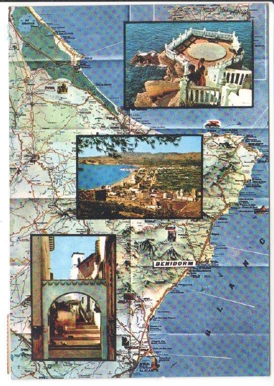 Postal JC0736: Benidorm (España). Mapa de la zona y varias vistas ...