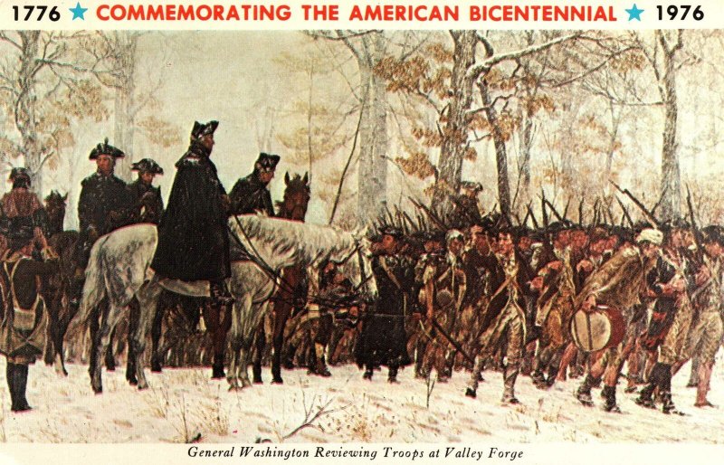 Vintage Postcard General George Washington Reviewing Troops at Valley ...