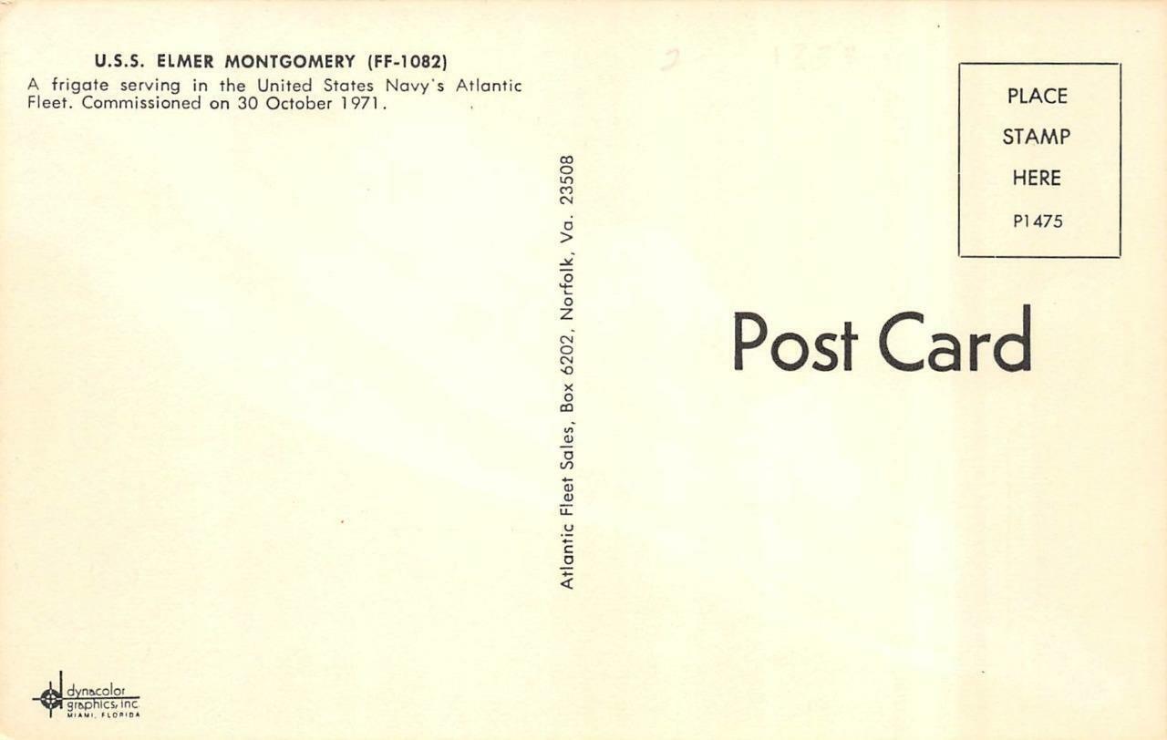 Navy Ship U.S.S. ELMER MONTGOMERY Frigate~Atlantic Fleet MILITARY ...