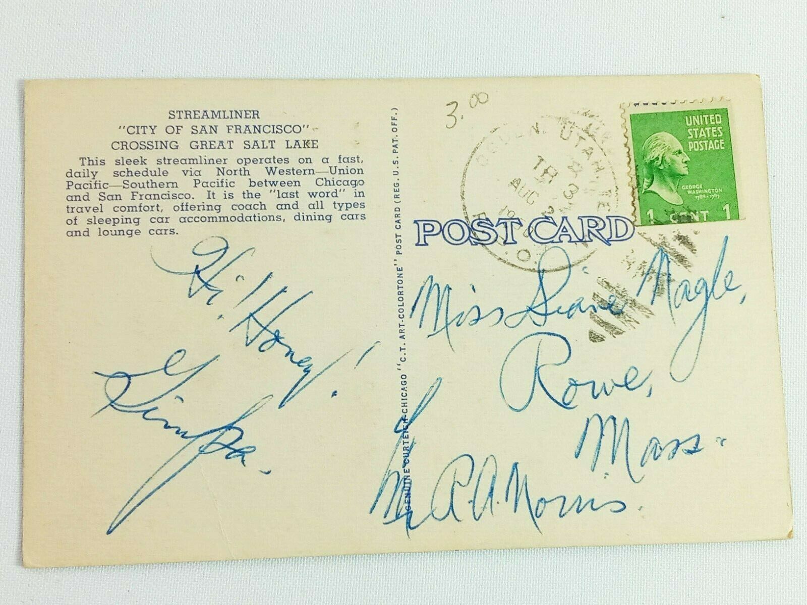 Vintage Postcard Streamliner City of San Francisco Crossing Salt Lake ...