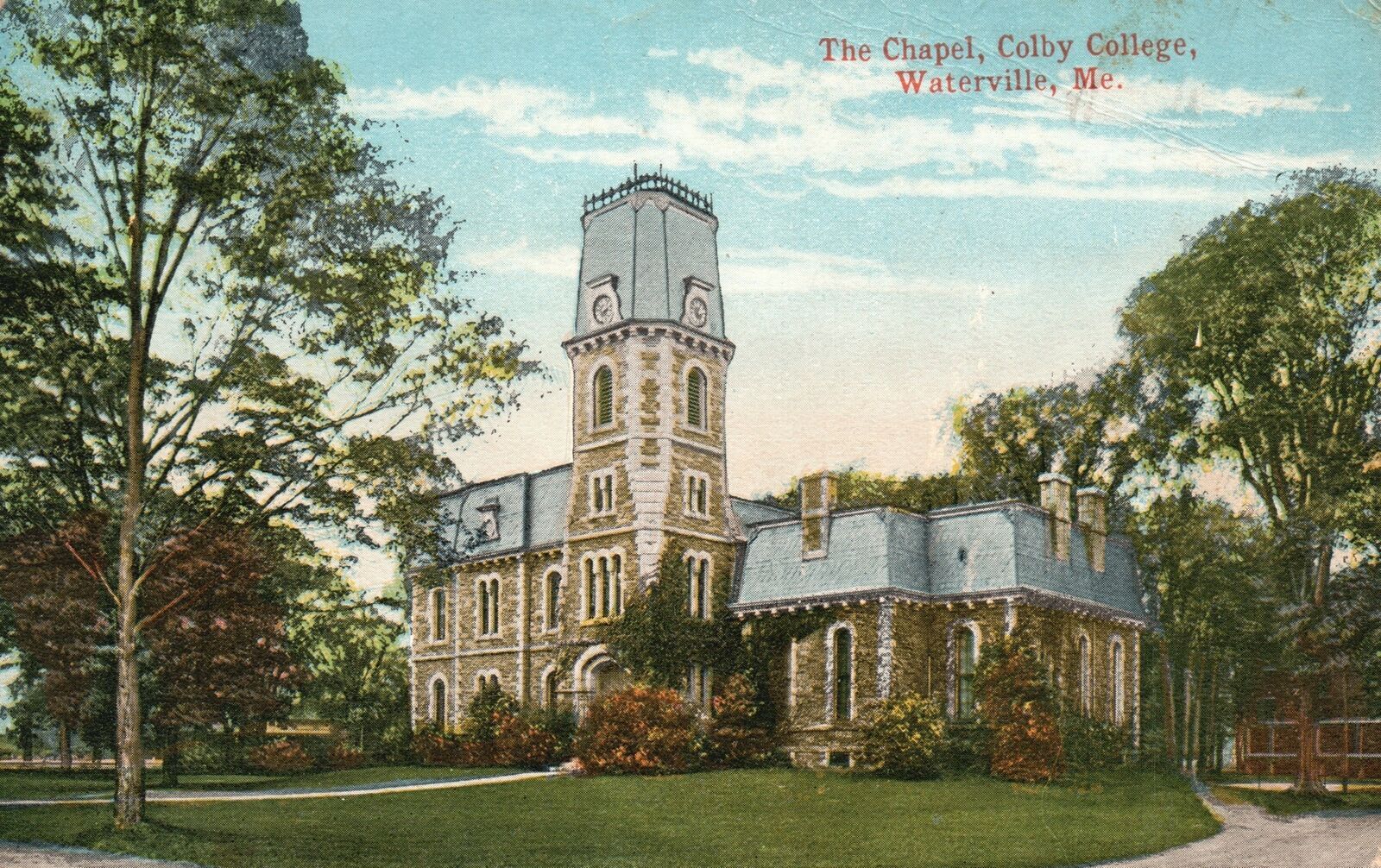 Vintage Postcard 1919 The Chapel Church Colby College Waterville Maine ...
