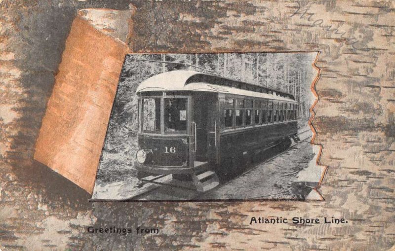 Atlantic Shore Line Railroad Greetings Tree Bark Border Postcard ...