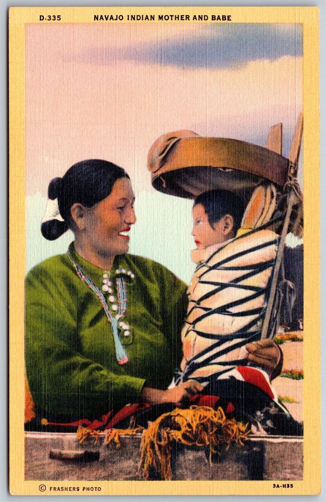 Vtg Native American Navajo Indian Mother & Baby Babe In Papoose 1930s ...