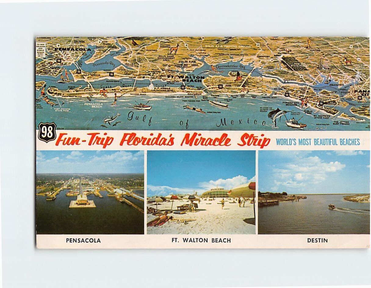 Postcard Fun-Trip Florida's Miracle Strip, World's Most Beautiful ...