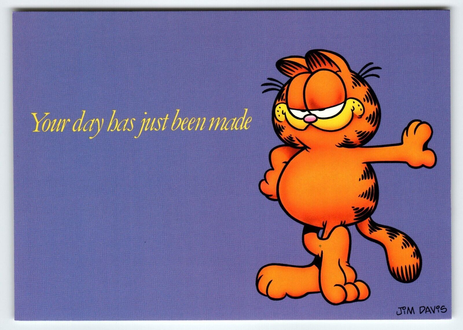 Garfield Cat Postcard Your Day Has Just Been Made Jim Davis 1978 Tabby ...