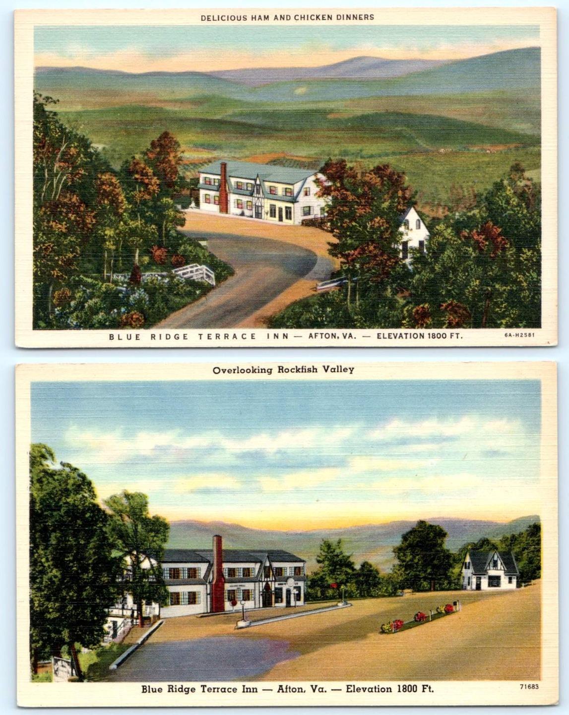 2 Postcards AFTON, Virginia VA ~ Roadside BLUE RIDGE TERRACE INN ...