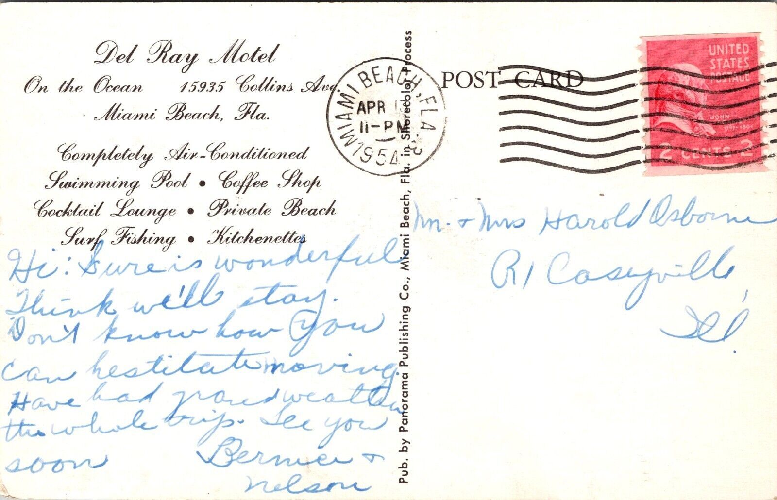 Del Ray Motel Miami Beach FL Postcard PC46 | United States - Florida ...