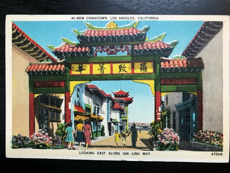 Vintage Postcard 1943 New Chinatown Gin Ling Way Los Angeles California ...