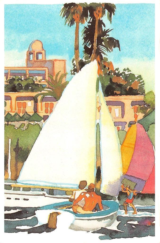 Newport Beach, CA California HYATT NEWPORTER RESORT HOTEL Artist's 4X6 ...