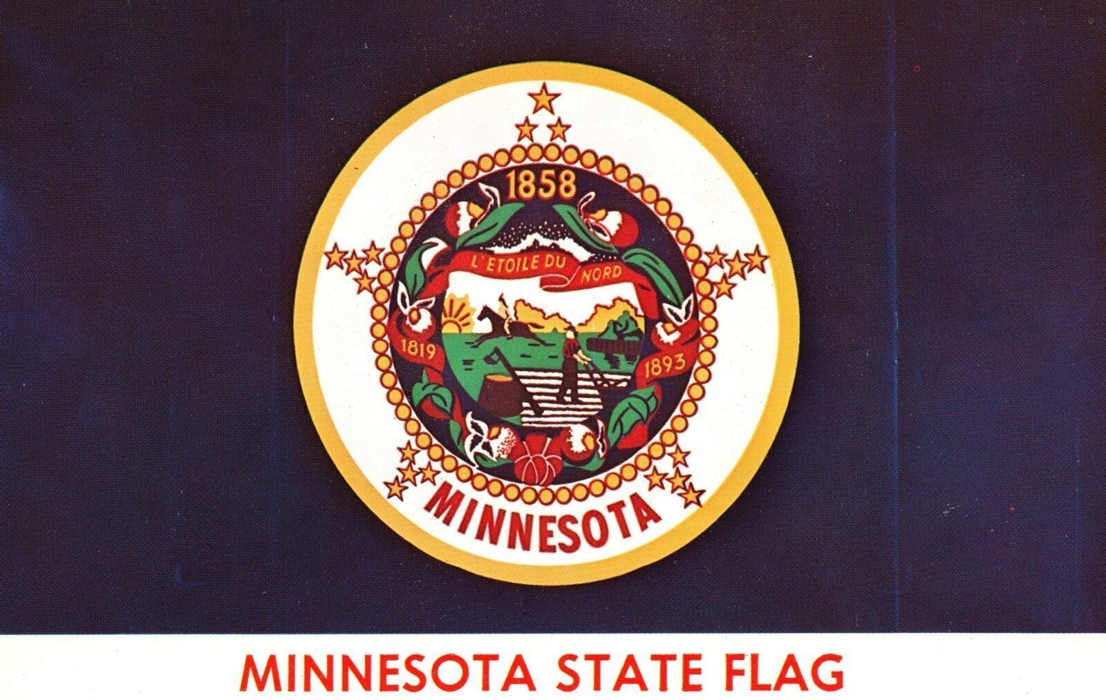 Vintage Postcard Minnesota State Flag Adopted By Legislature Of 1893 ...