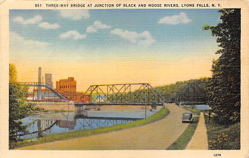 Three Way Bridge At Junction of Black and Moose Rivers Lyons Falls NY ...