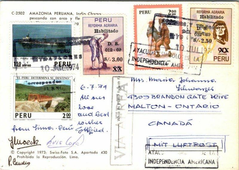 Vintage Continental Size Postcard Amazonia Peruvian Native Indian ...