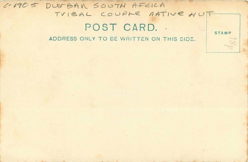 C-1905 Durban South Africa Tribal Couple Native Hut Epstein Postcard 20 ...