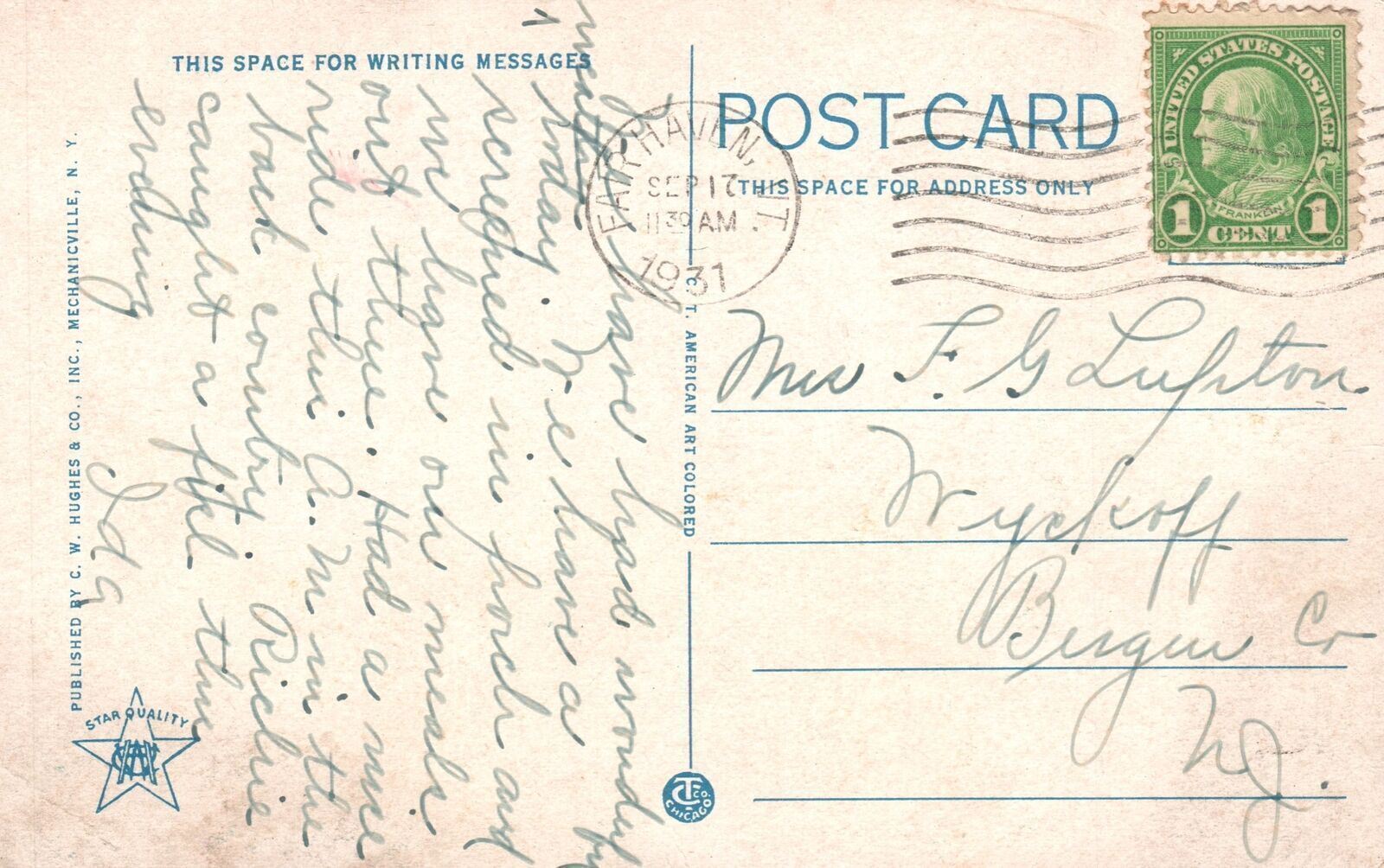 Vintage Postcard 1931 Bird's Eye View of Freshwater Lake Bomoseen ...