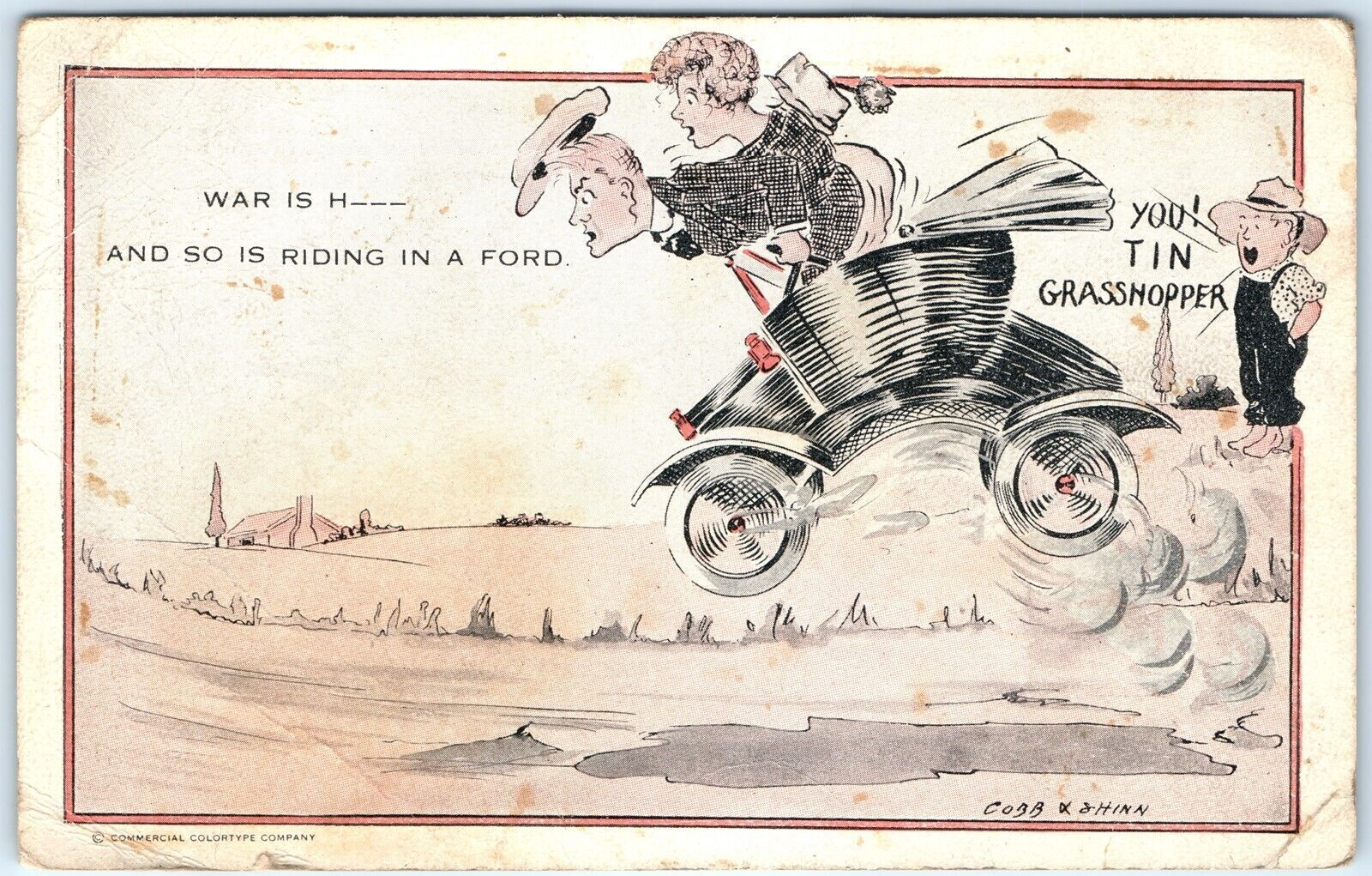 c1900s Riding a Ford is Hell Comic Car Cobb Shinn Postcard Tin ...