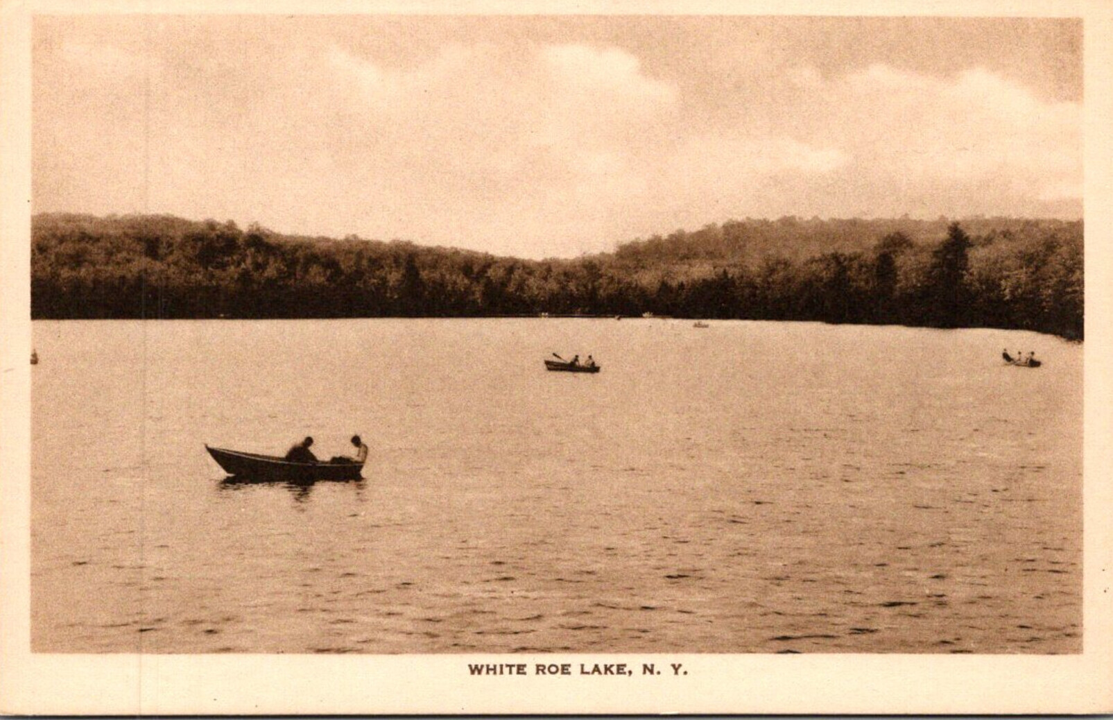 New York White Roe Lake Boating Scene Albertype | United States - New ...