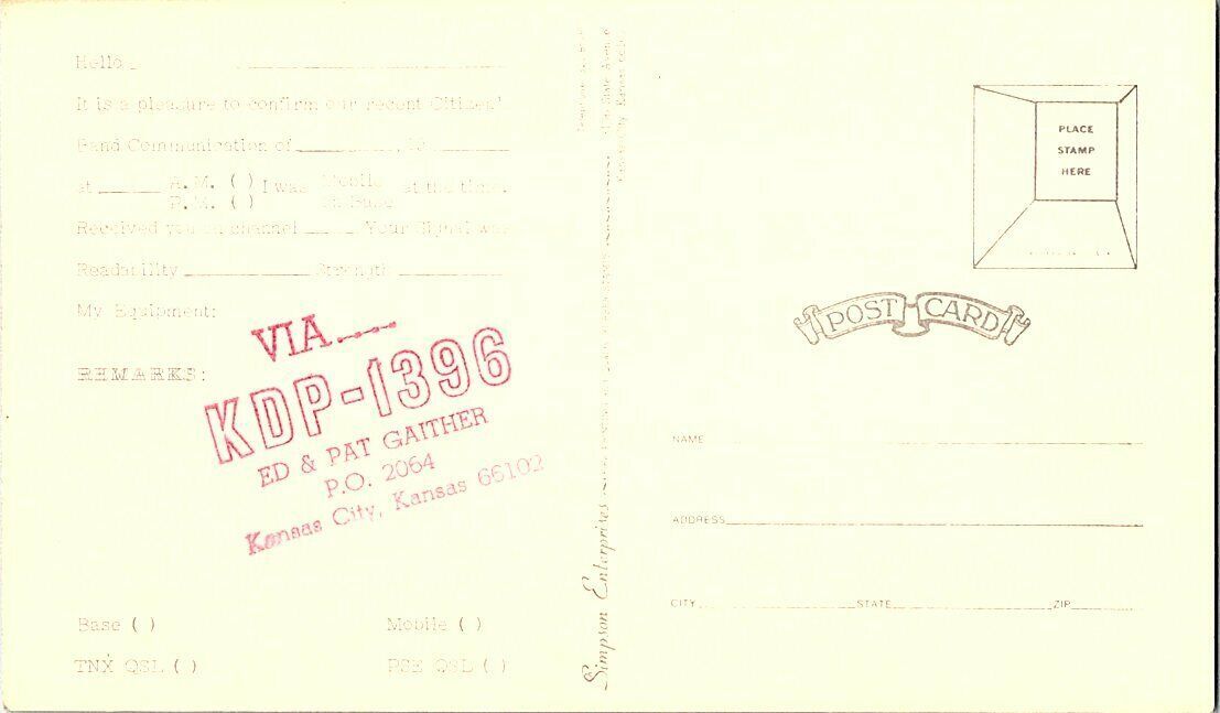 QSL Radio Card From Kansas City Kan. Kansas KDN-3606 | United States ...