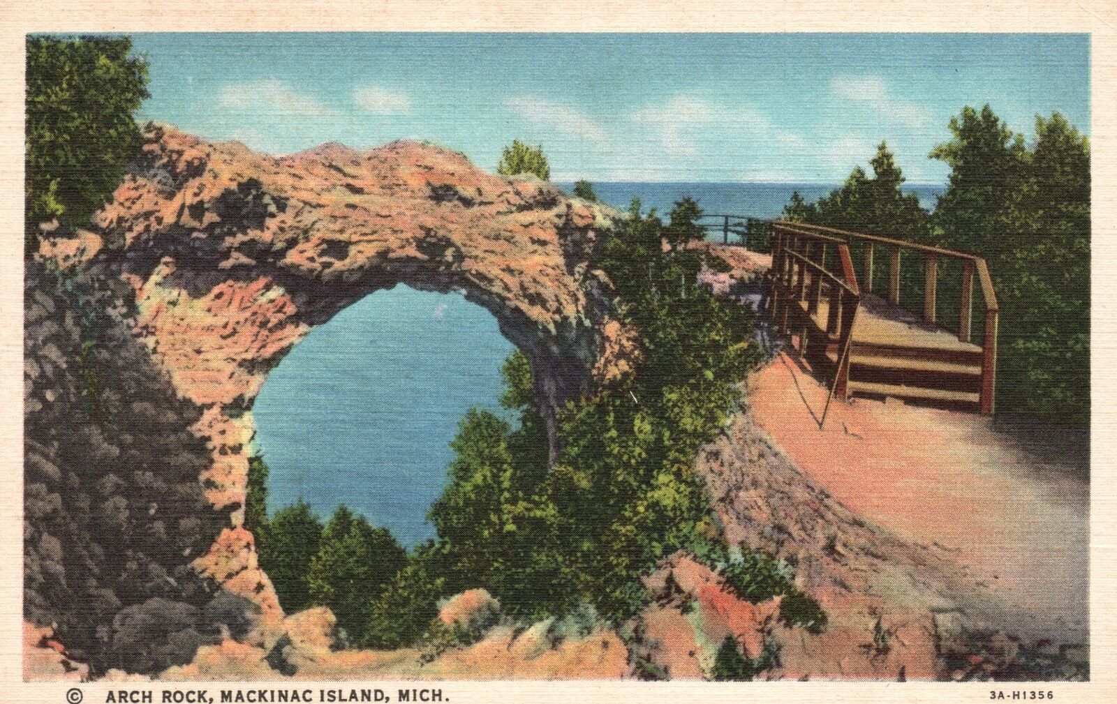 Vintage Postcard Arch Rock Famous Limestone Arch Mackinac Island ...