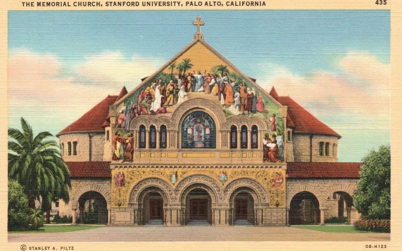 Vintage Postcard 1930s The Memorial Church Stanford University Palo ...