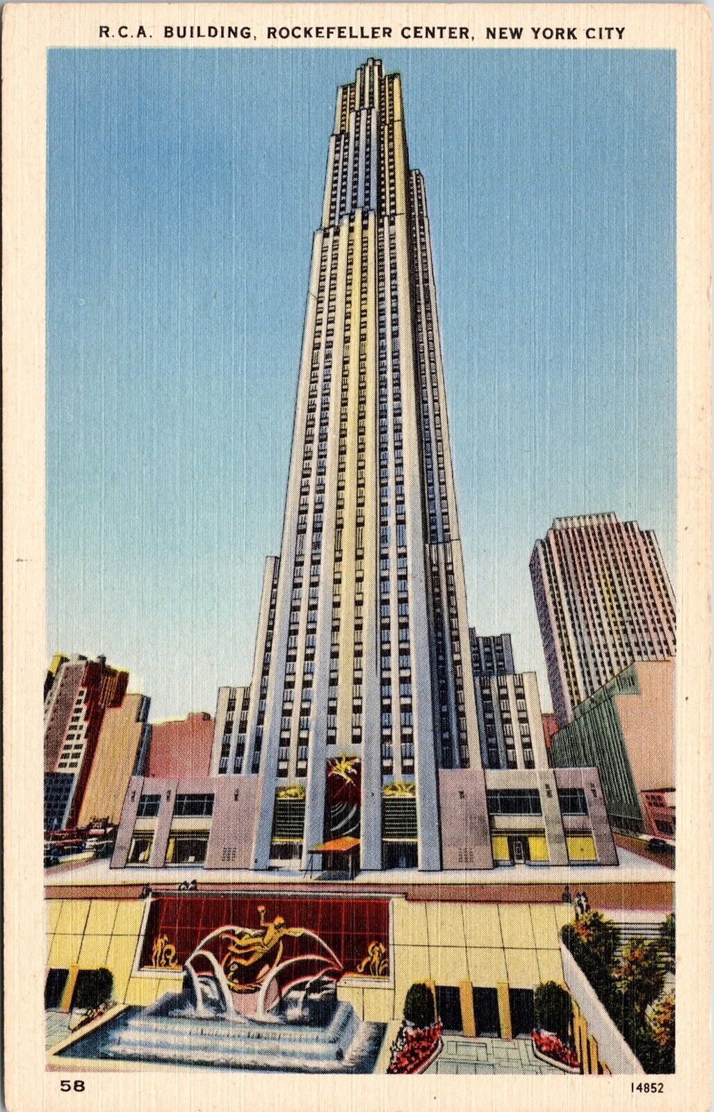 Rca Building Rockefeller Center New York City Nyc Linen Skyscraper ...