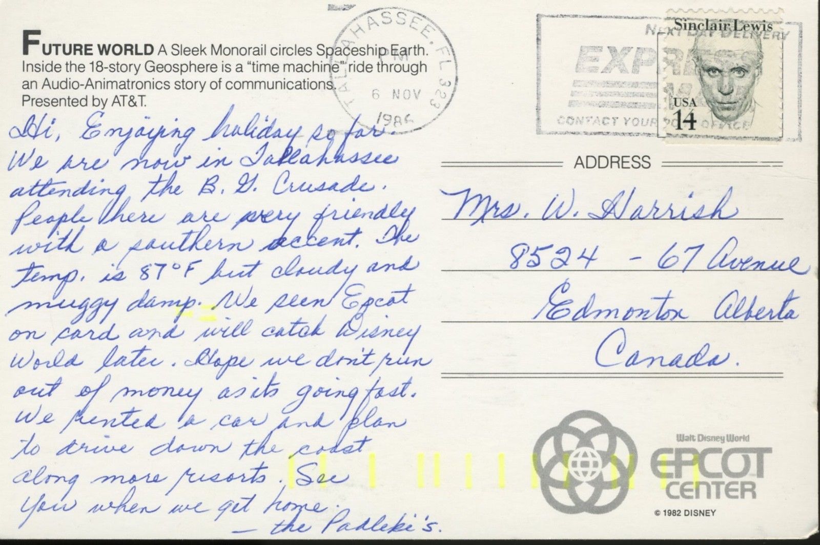 Epcot Center Walt Disney World Future Monorail Spaceship Earth At&T ...