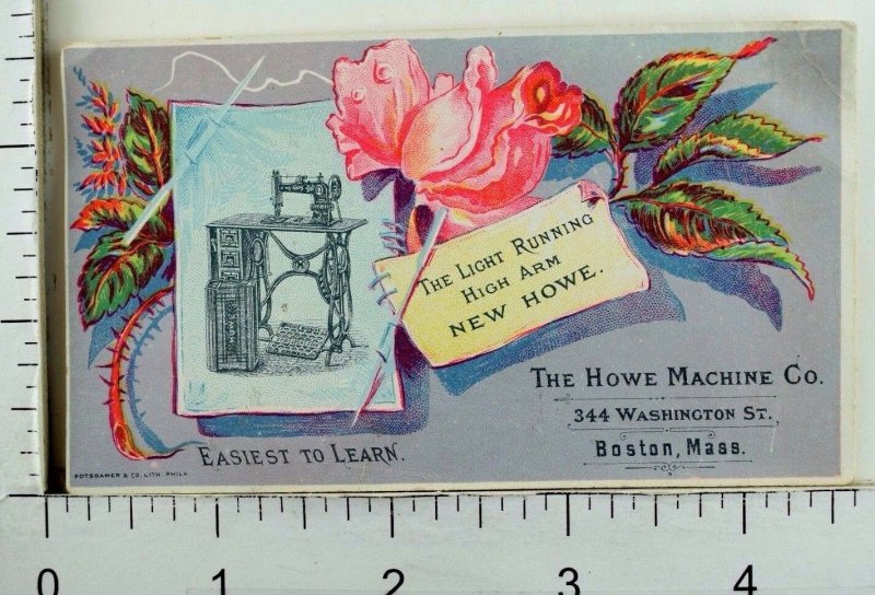 1870's-80's The Howe Machine Co Sewing Machine Pink Rose P45 | Ephemera ...