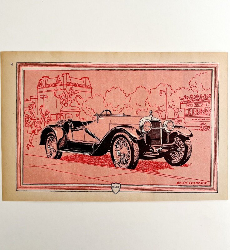 Mercer Antique Roadster Pin Up Art Print 1961 Automobilia David ...