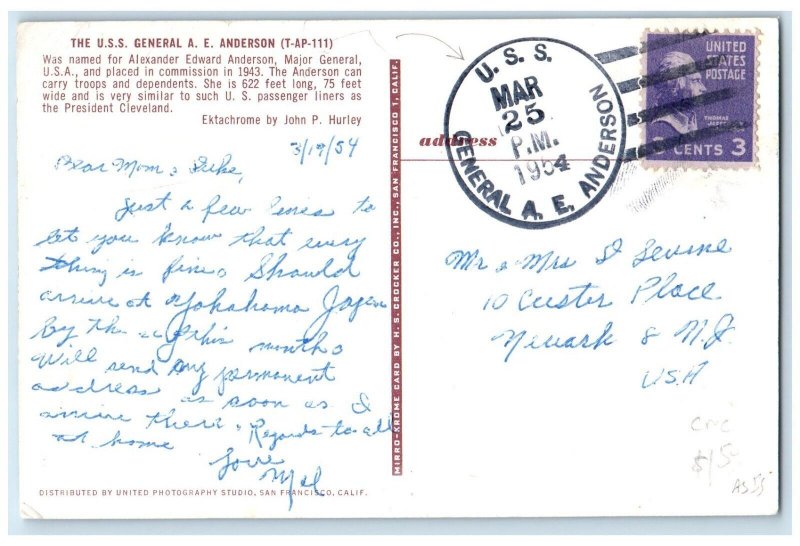 1954 The USS General AE Anderson Steamer Ship Bridge Scene Vintage ...