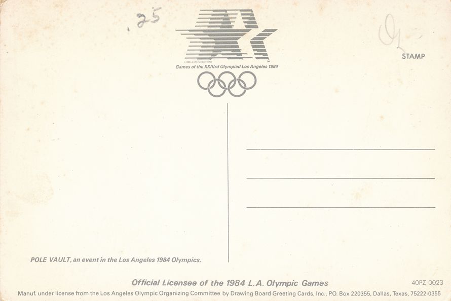 Los Angeles CA, California - Pole Vaulter at 1984 Olympics / HipPostcard