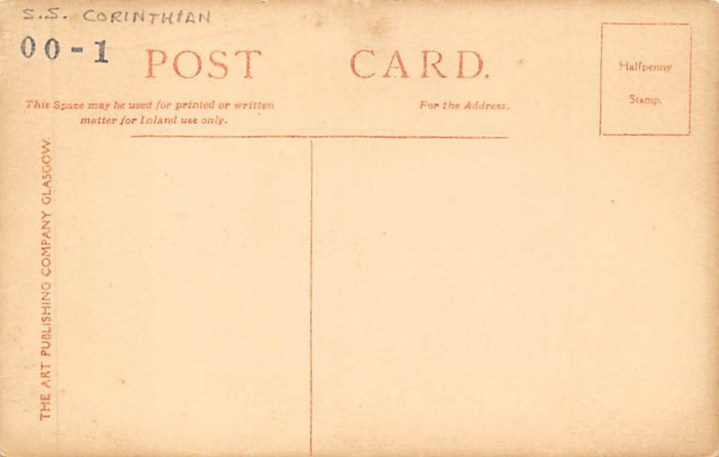 SS Corinthian Allan Line Ship Unused | Topics - Other, Postcard ...