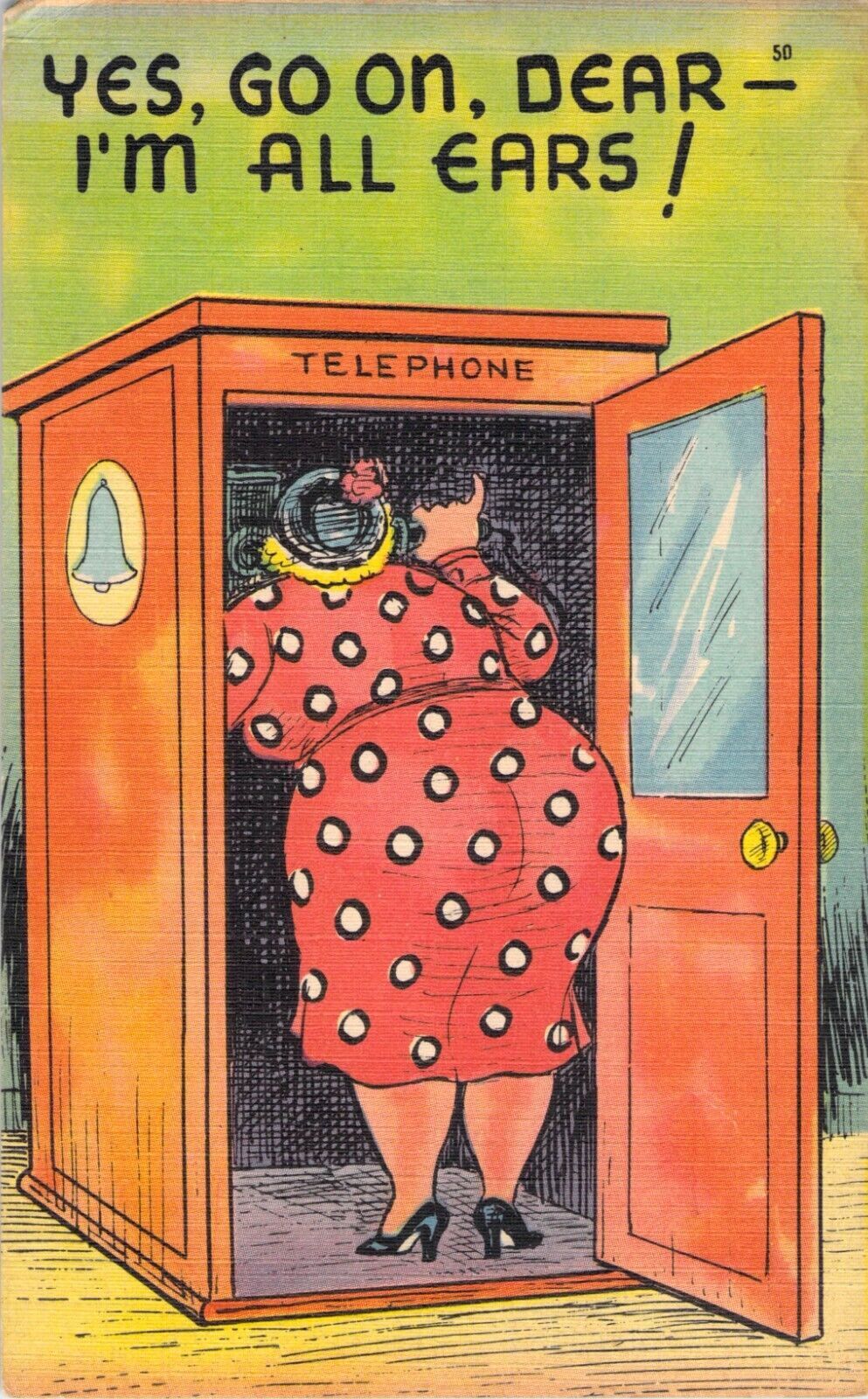 Vintage 1930s-'40s Humor Comic Postcard I'm All Ears Big Behind ...