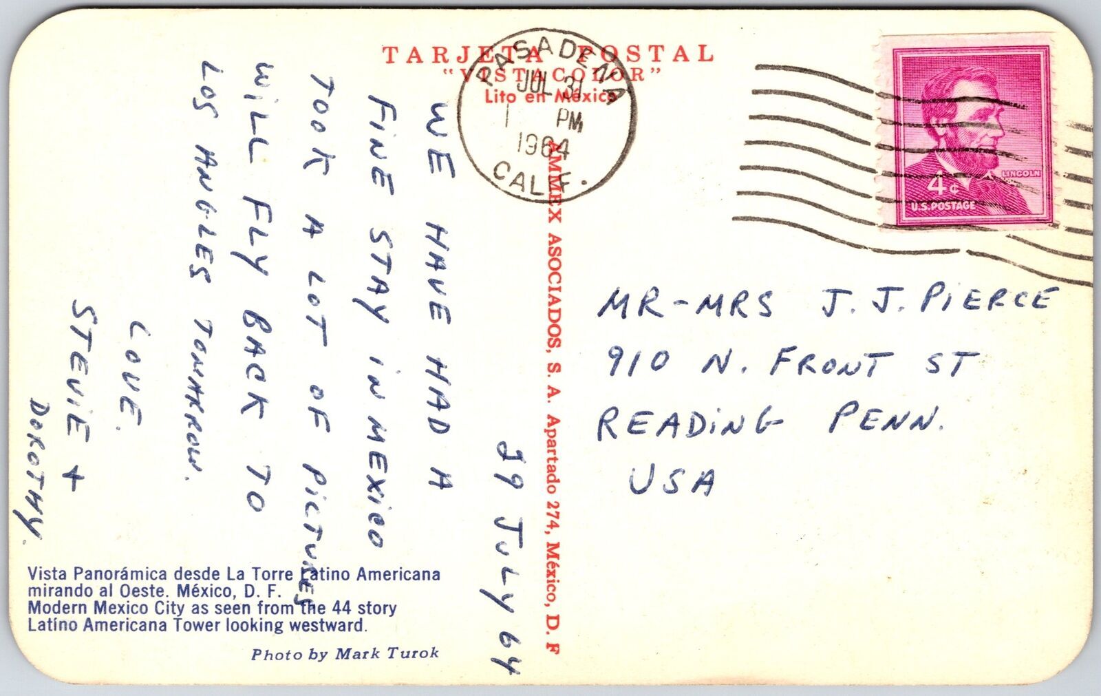 1964 Modern Mexico City Latino Americana Tower Looking Westward Posted ...