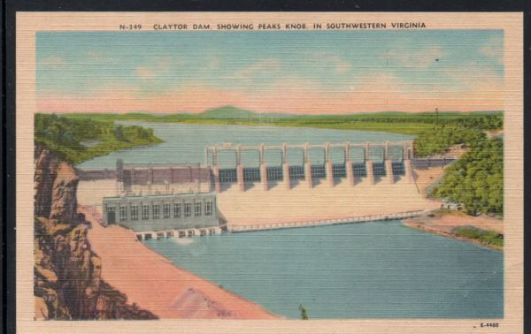 Virginia colour PC Claytor Dam Showing Peaks Knob in Southwestern Va ...