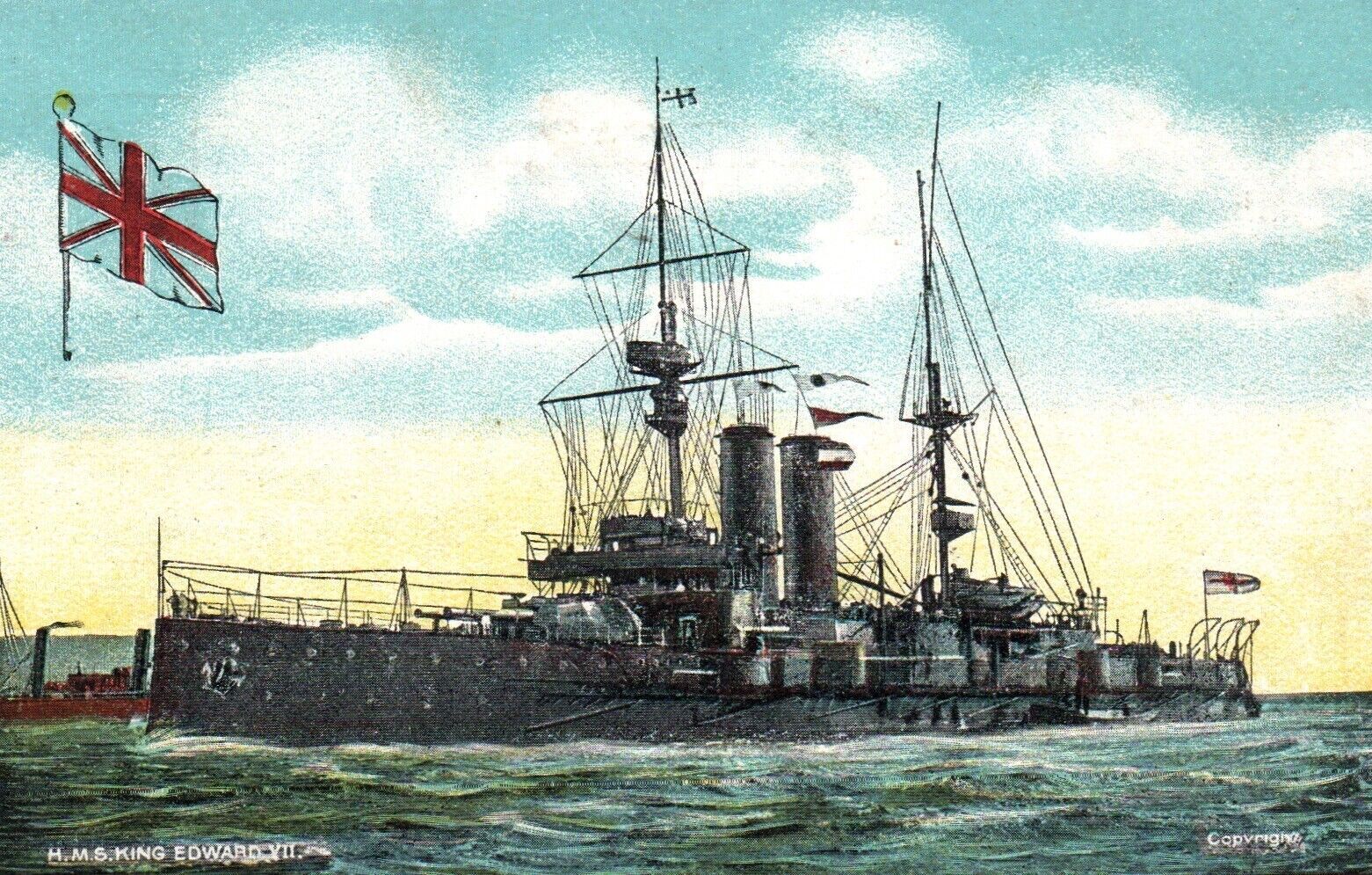 Royal Navy Battleship HMS King Edward VII 'Star Series' Postcard Flag ...