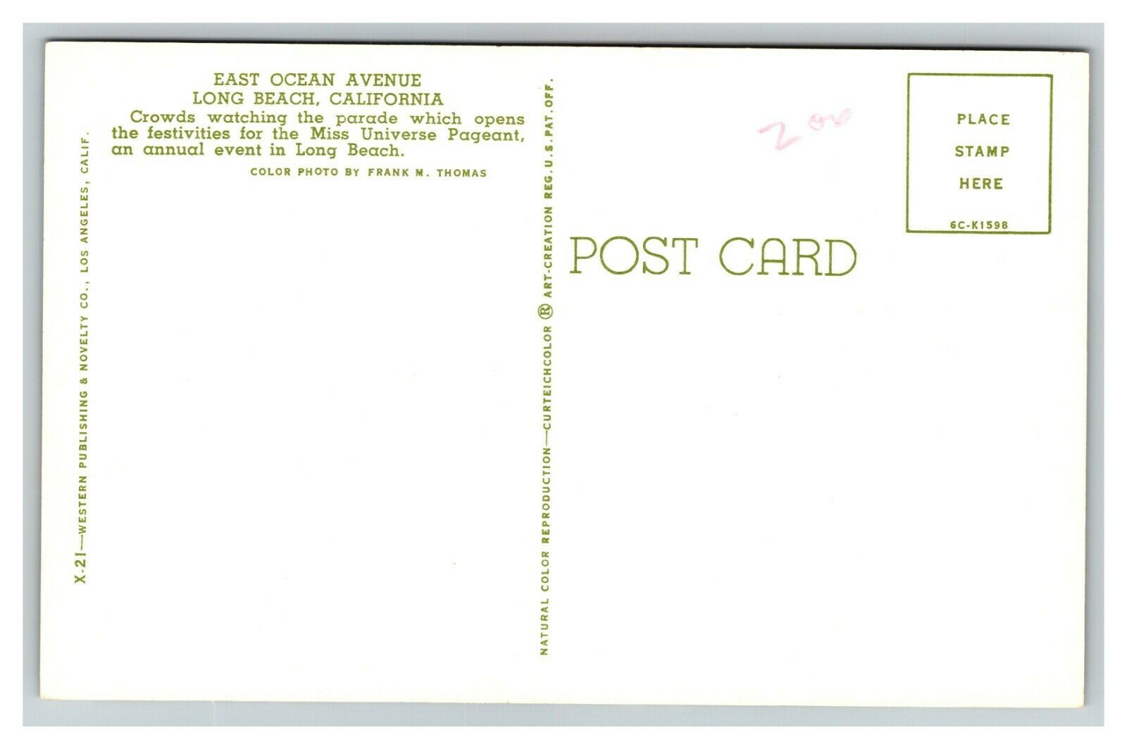 Vintage 1970's Postcard East Ocean Ave Miss Universe Pageant Parade ...