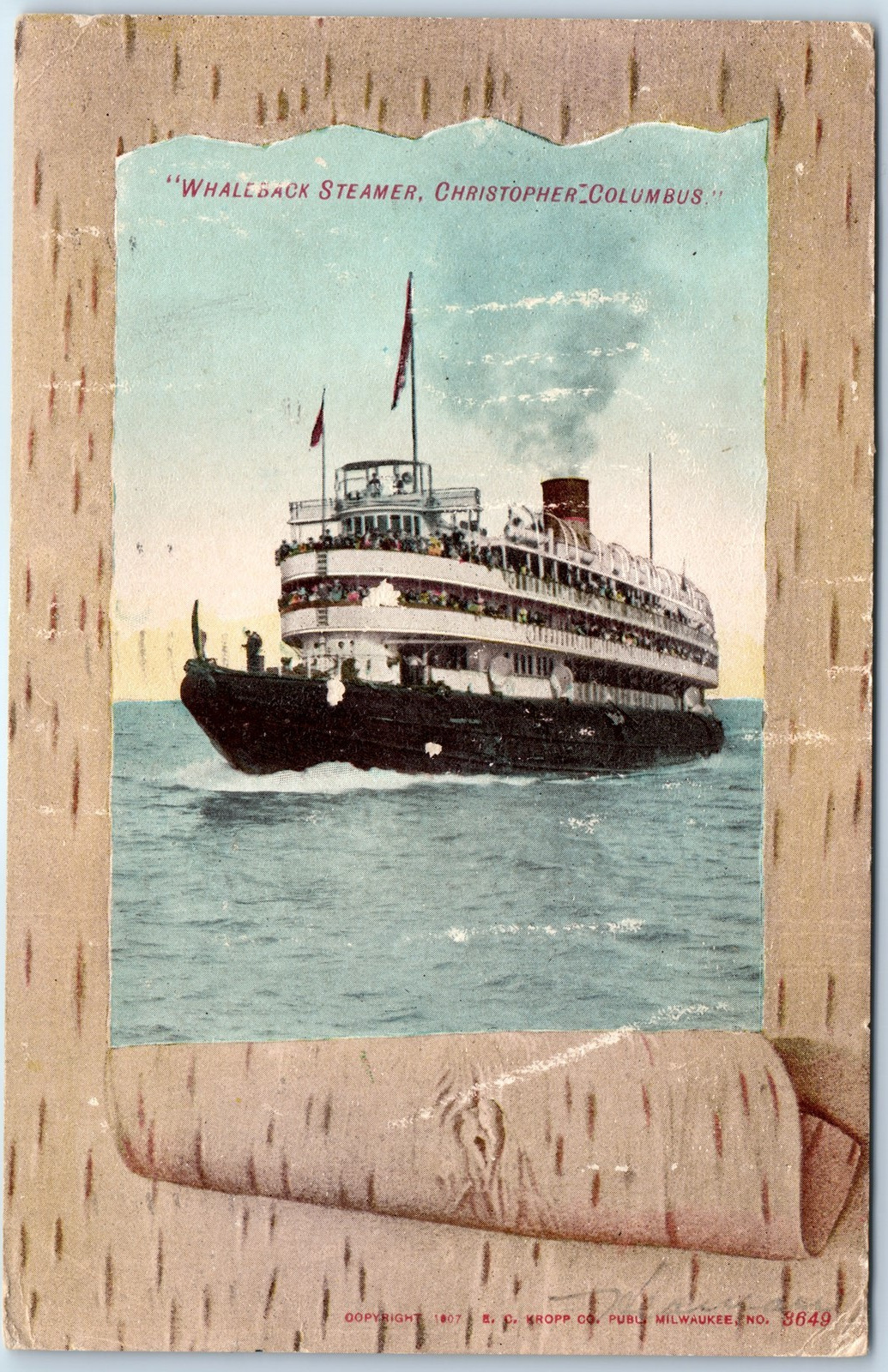 1907 Whaleback Steamer, Christopher Columbus Steamship RARE Wood Old ...