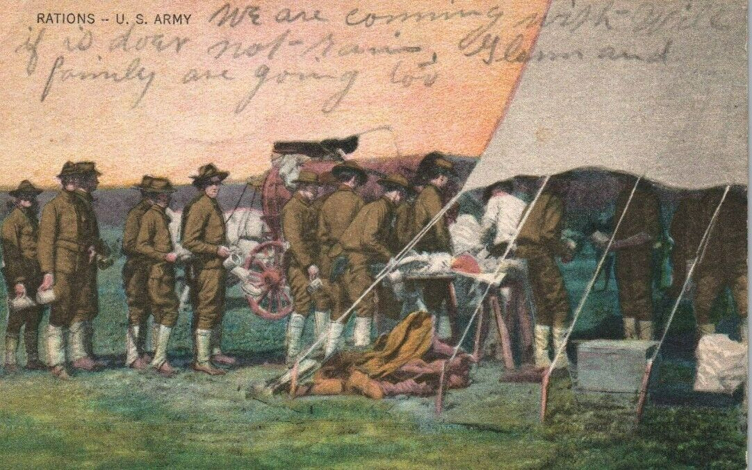 Postcard Vintage US Army Soldiers Rations Line War c1920 | United ...