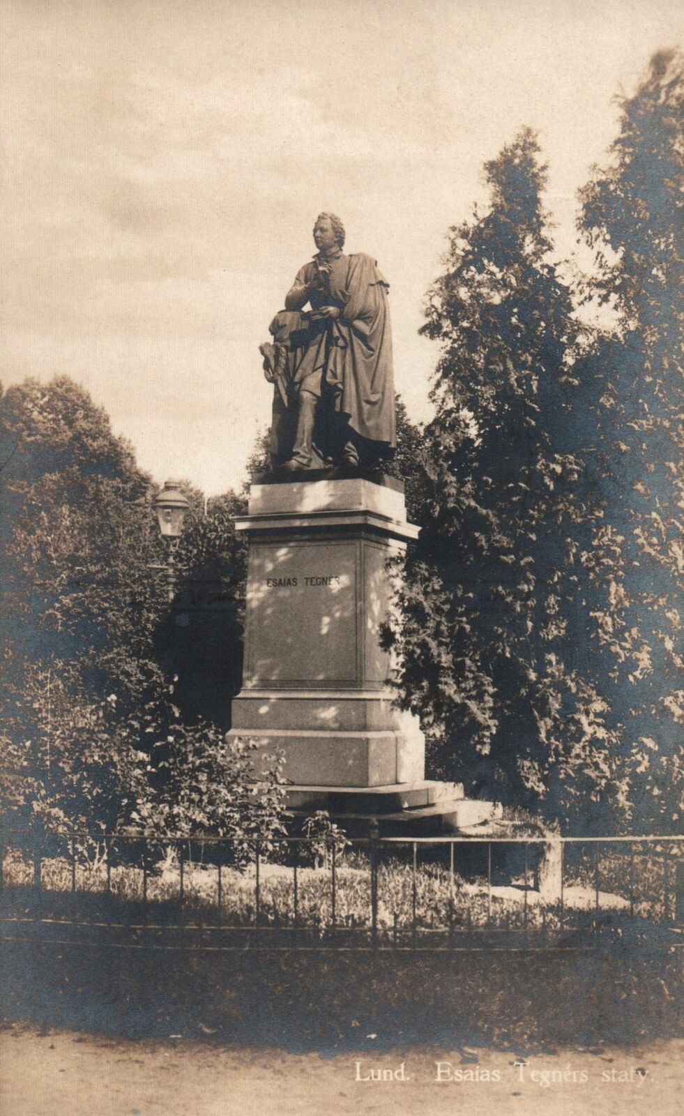 Vintage Postcard Statue of Esaias Tegner Swedish Poet Real Photo Lund C ...