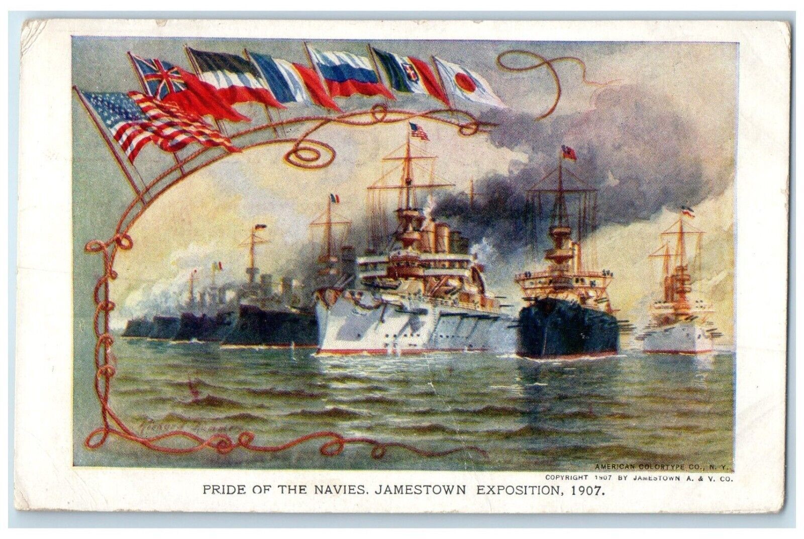 1907 Pride Of The Navies Jamestown Exposition Gumberry NC DPO Antique ...