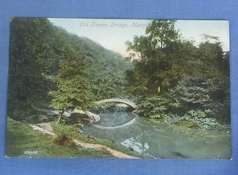 Vintage Postcard Old Roman Bridge Marple Stockport Lancashire I1 ...
