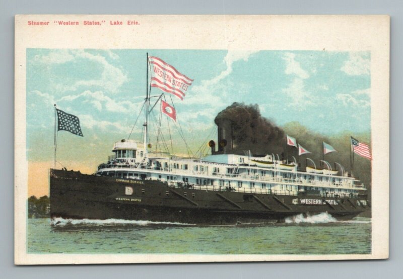Western States Lake Erie Steamboat Passenger Steamer Ship Vintage ...