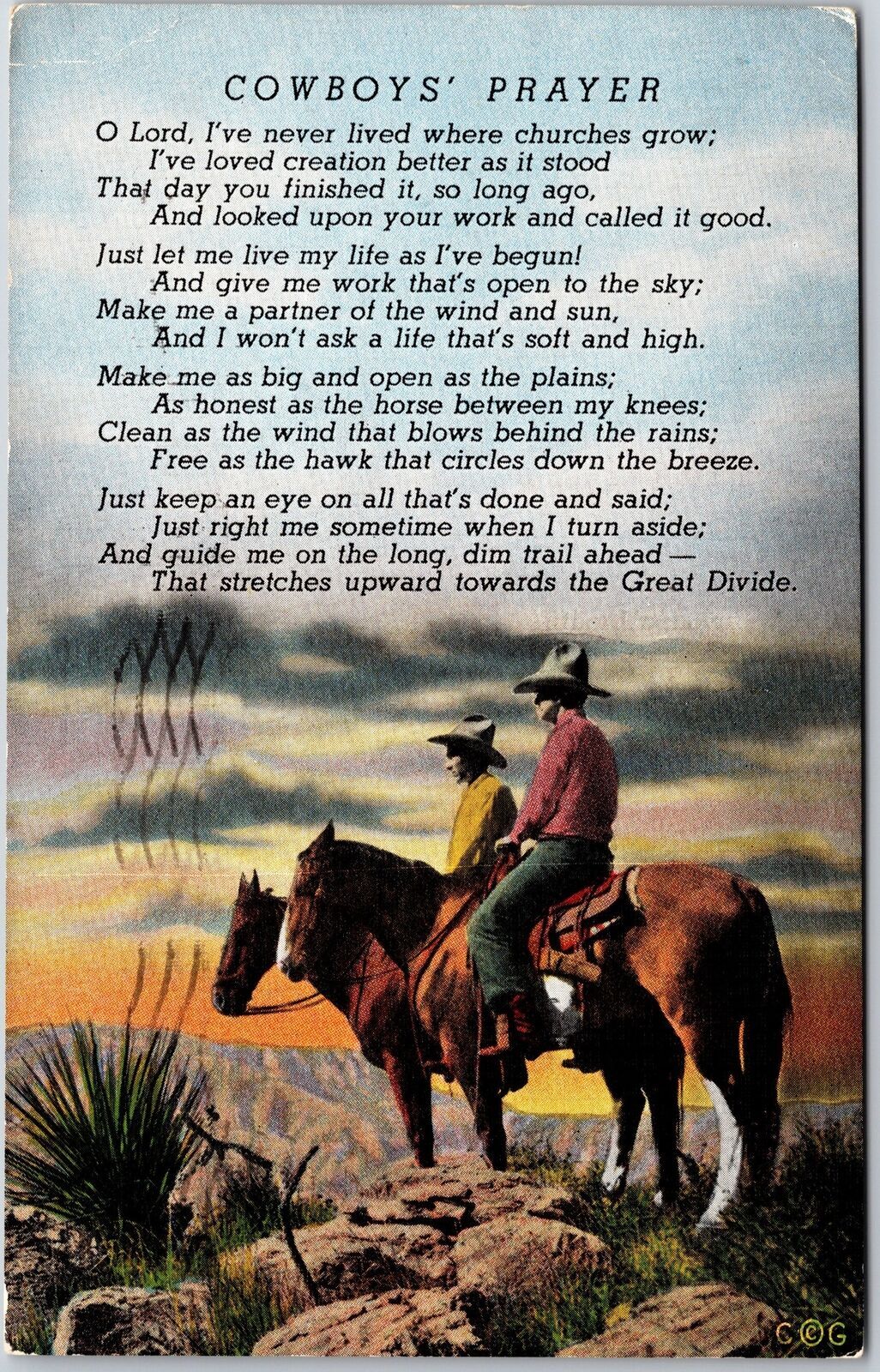 1954 The Cowboy's Prayer By Badger Clark Delightful Verse Posted ...