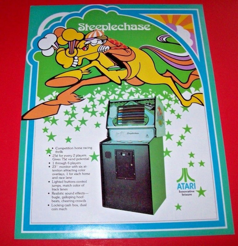 Steeplechase Original NOS Retro 1975 Video Arcade Game Flyer Horse ...