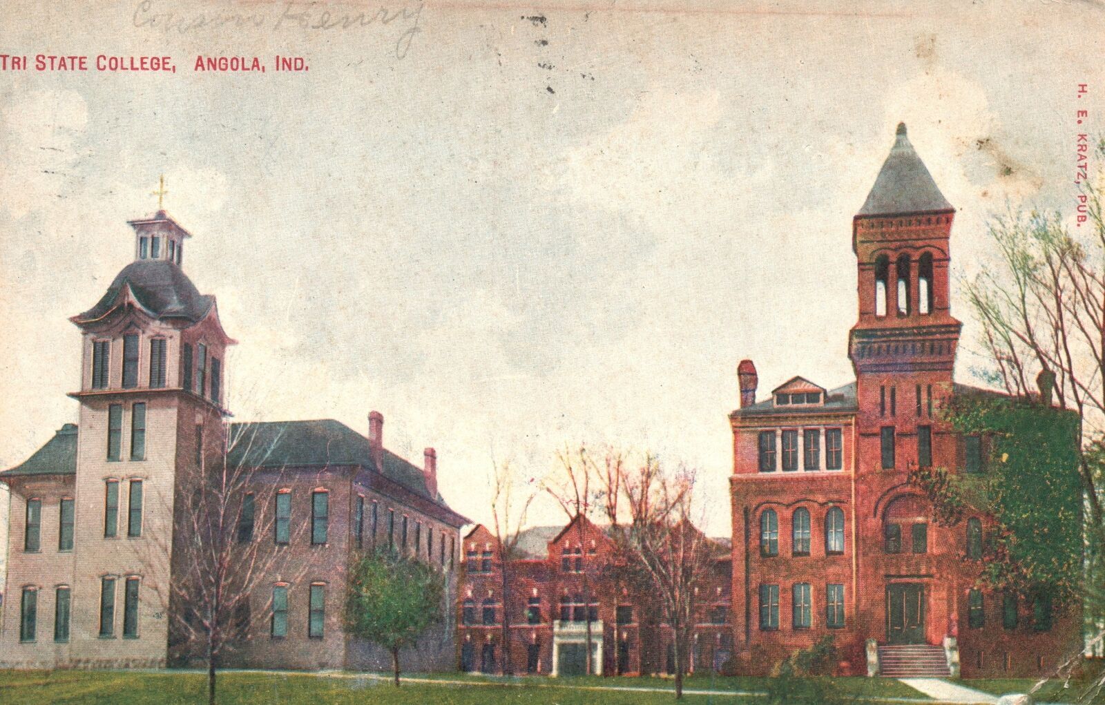 Vintage Postcard 1911 Tri State College Campus Building Landmark Angola ...