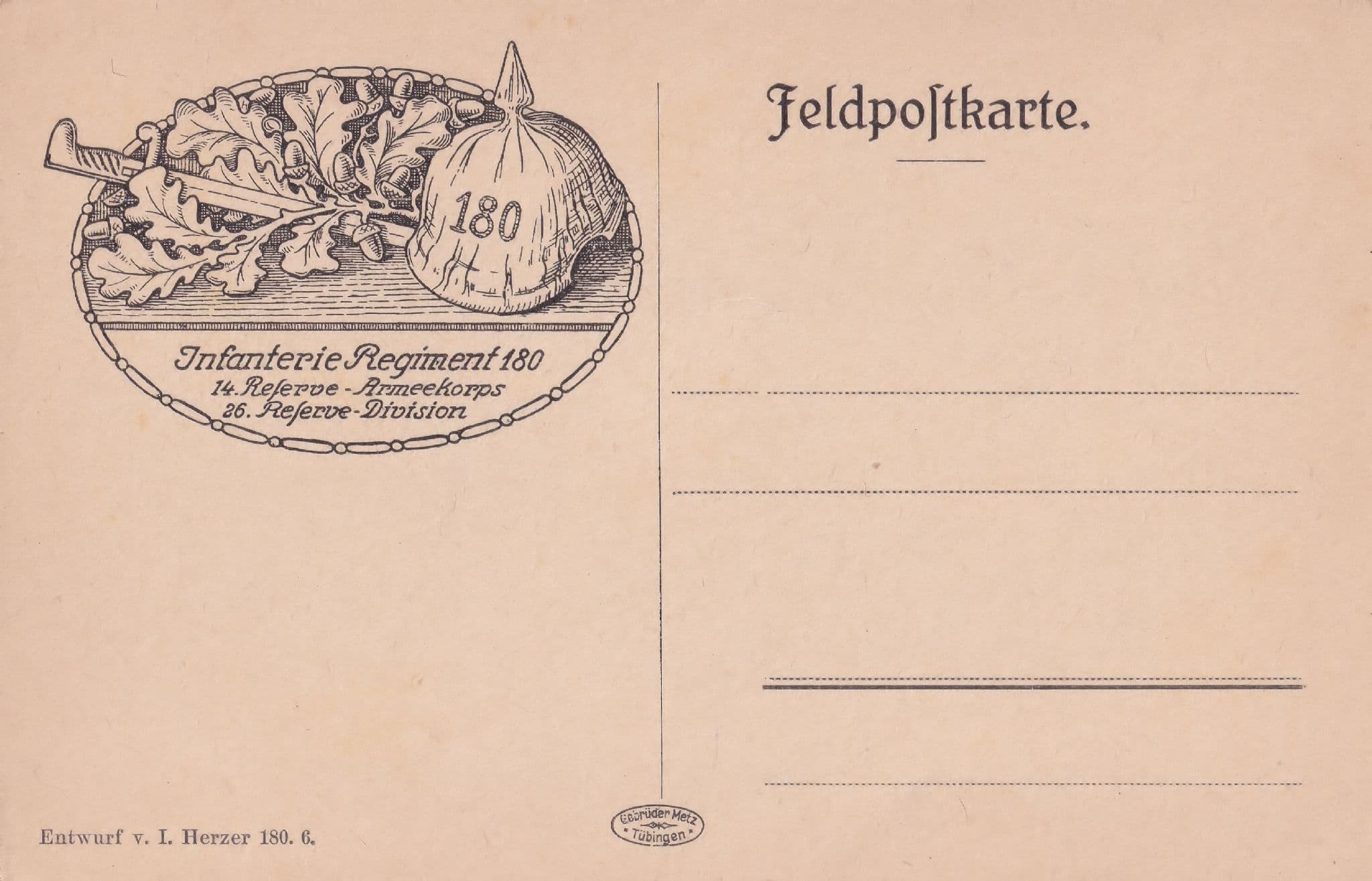 Regiment 180 German WW1 Army Armeekorps Antique Military Postcard ...