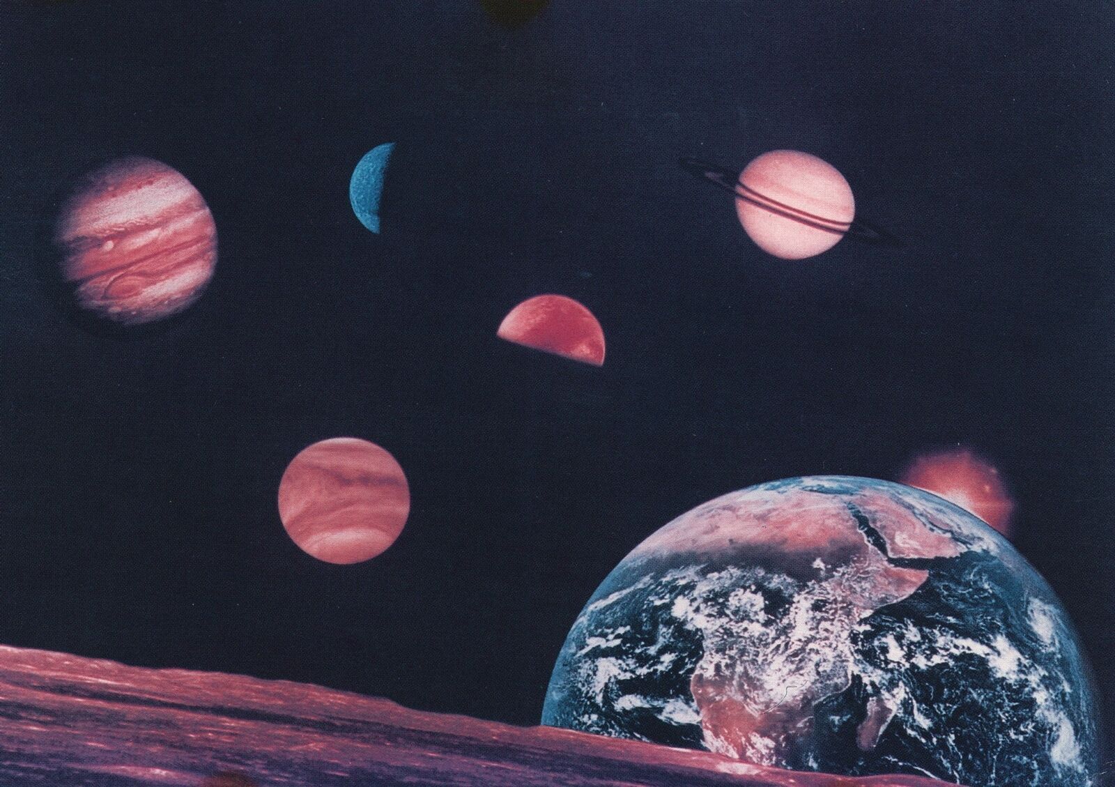 Vintage Postcard Six Planets Solar System and The Earth's Moon NASA ...