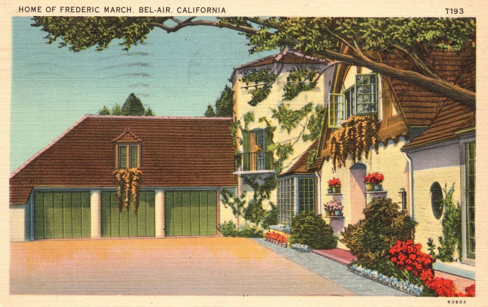 Vintage Postcard 1942 View of Home of Frederic March Bel-Air California ...