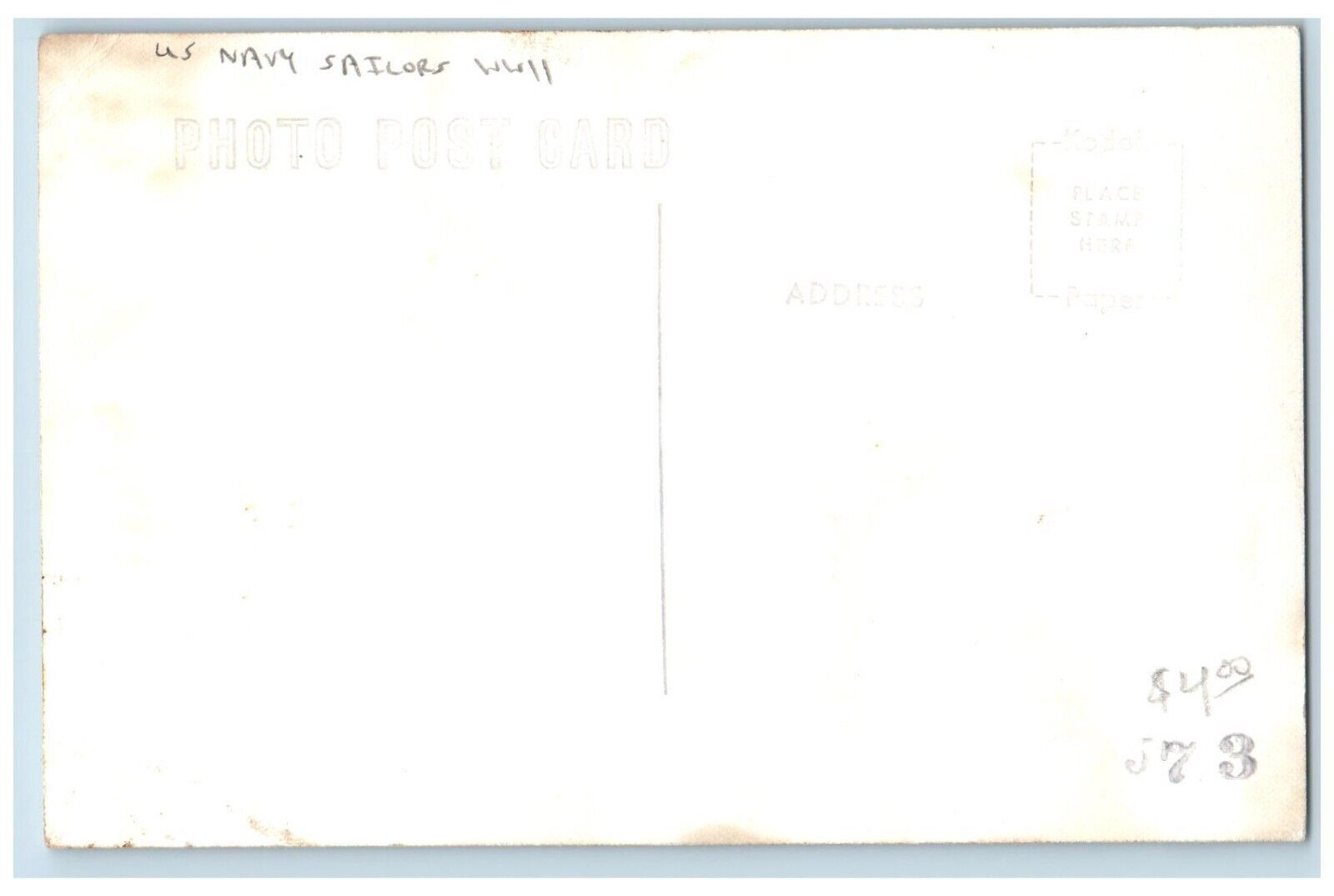 WWII Postcard RPPC Photo US Navy Sailors Ship c1950's Unposted Vintage ...