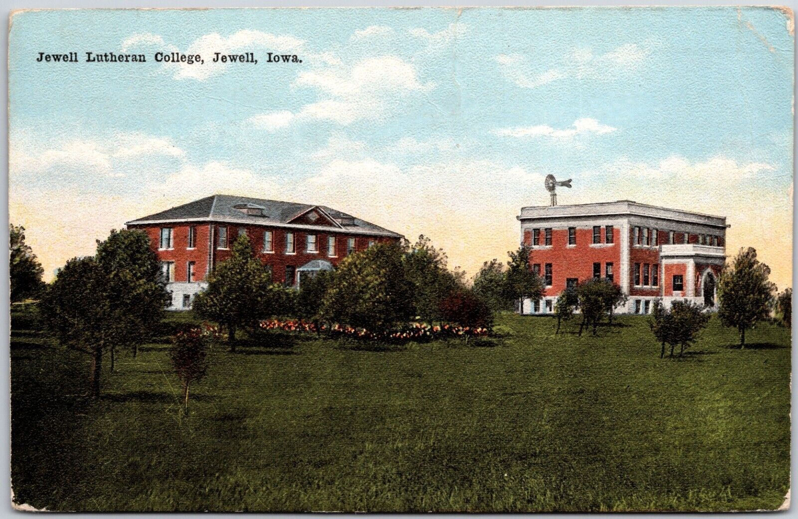 Jewell IA-Iowa, 1920 Jewell Lutheran College Brick Building Vintage ...